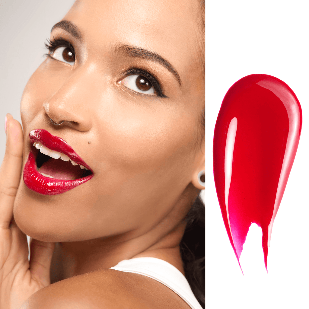 Color Your Smile Candy Apple Red Lip Gloss with mirror and light ...